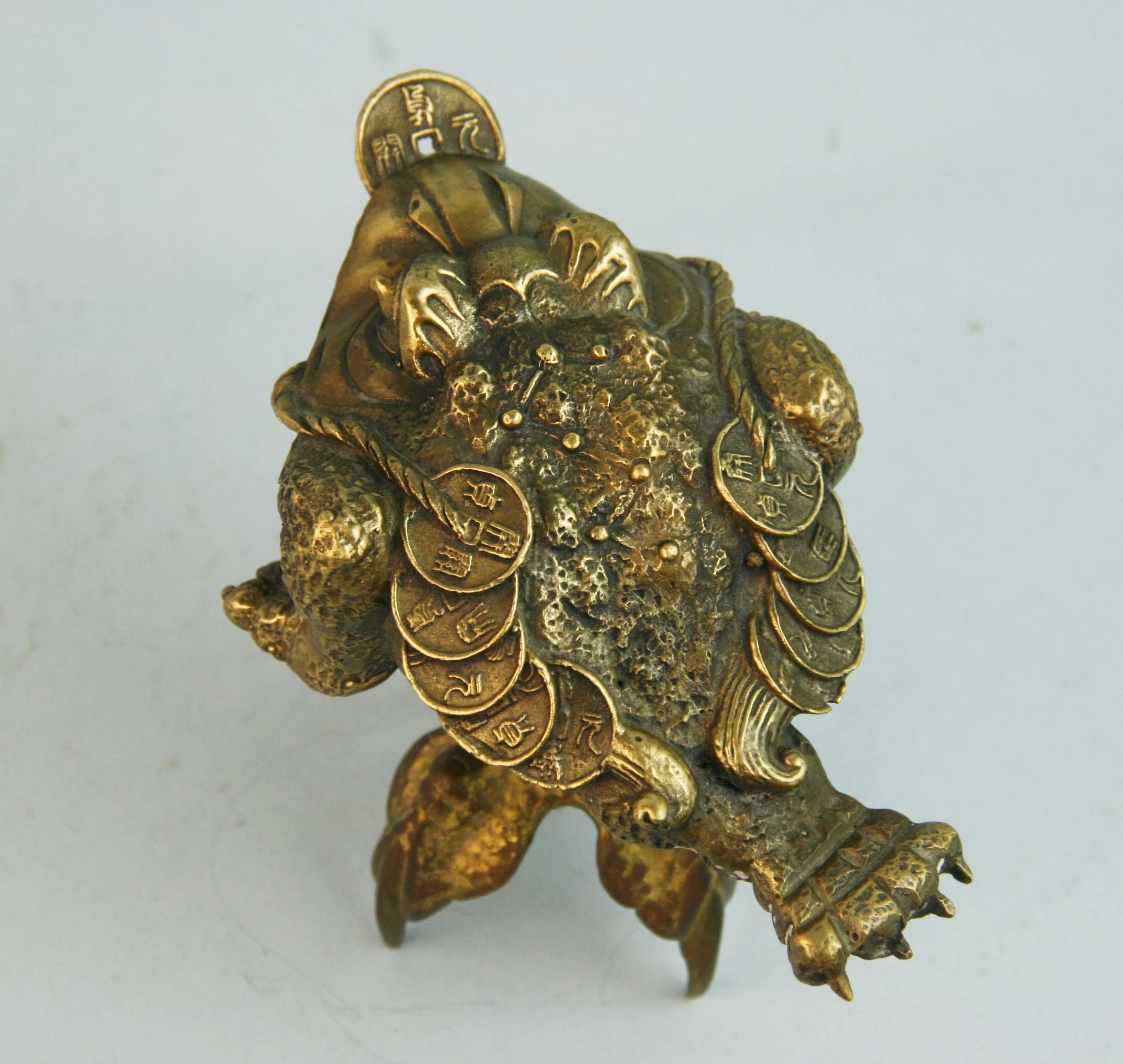 Japanese Jin Chan 'Money Frog' Cast Bronze Sculpture on a Stand For ...