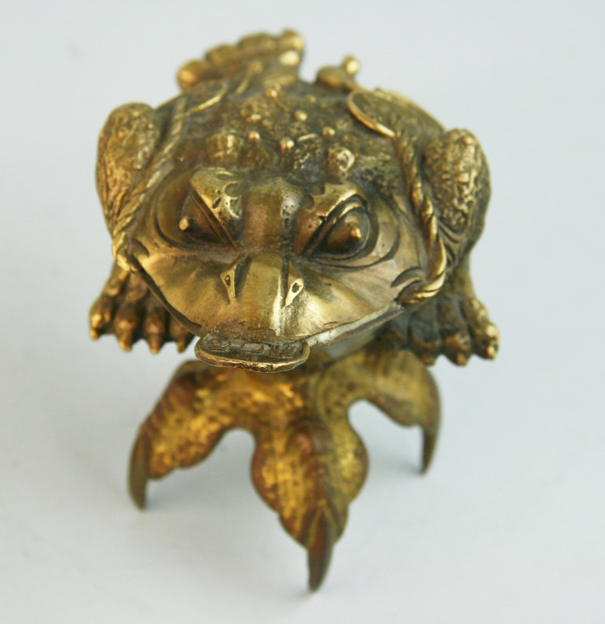 Japanese Jin Chan 'Money Frog' Cast Bronze Sculpture on a Stand For ...