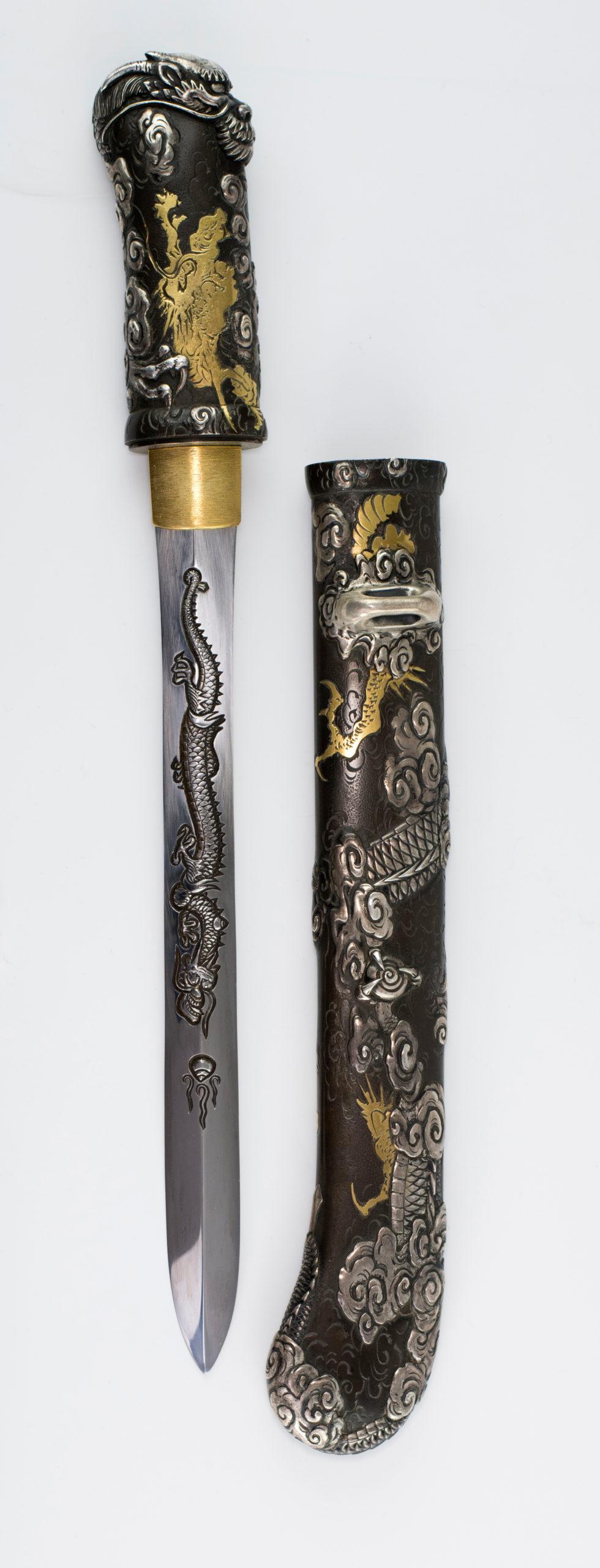 Japanese Ken Form Mixed Metal Dragons Tanto For Sale at 1stDibs