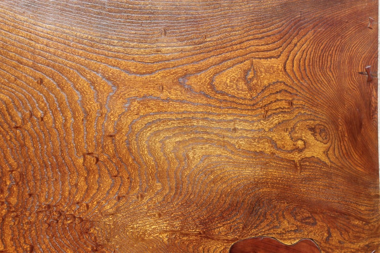 Japanese Keyaki Wood Coffee Table with Bowtie Keys at 1stDibs