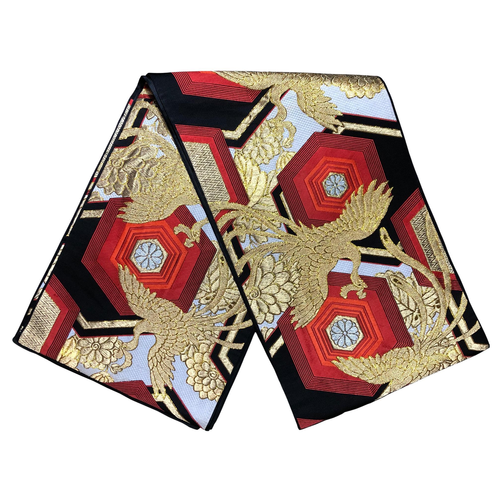 Japanese Kimono Obi, "Serenity of Silver World", Silk Textile For Sale ...