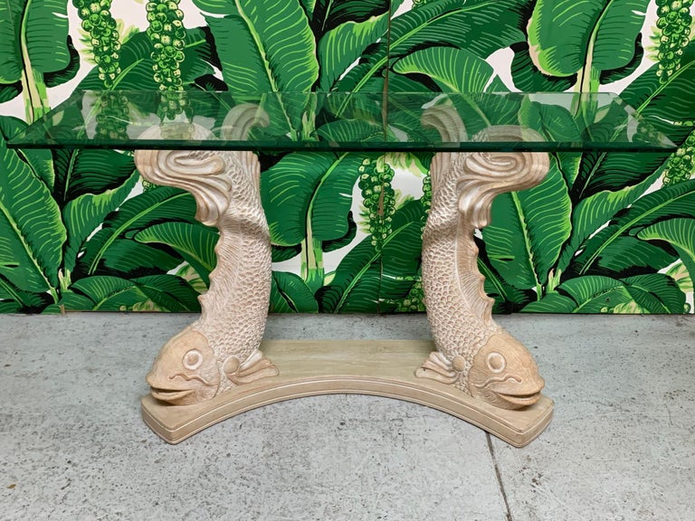 Japanese Koi Fish Sculptural Console Table For Sale at 1stDibs