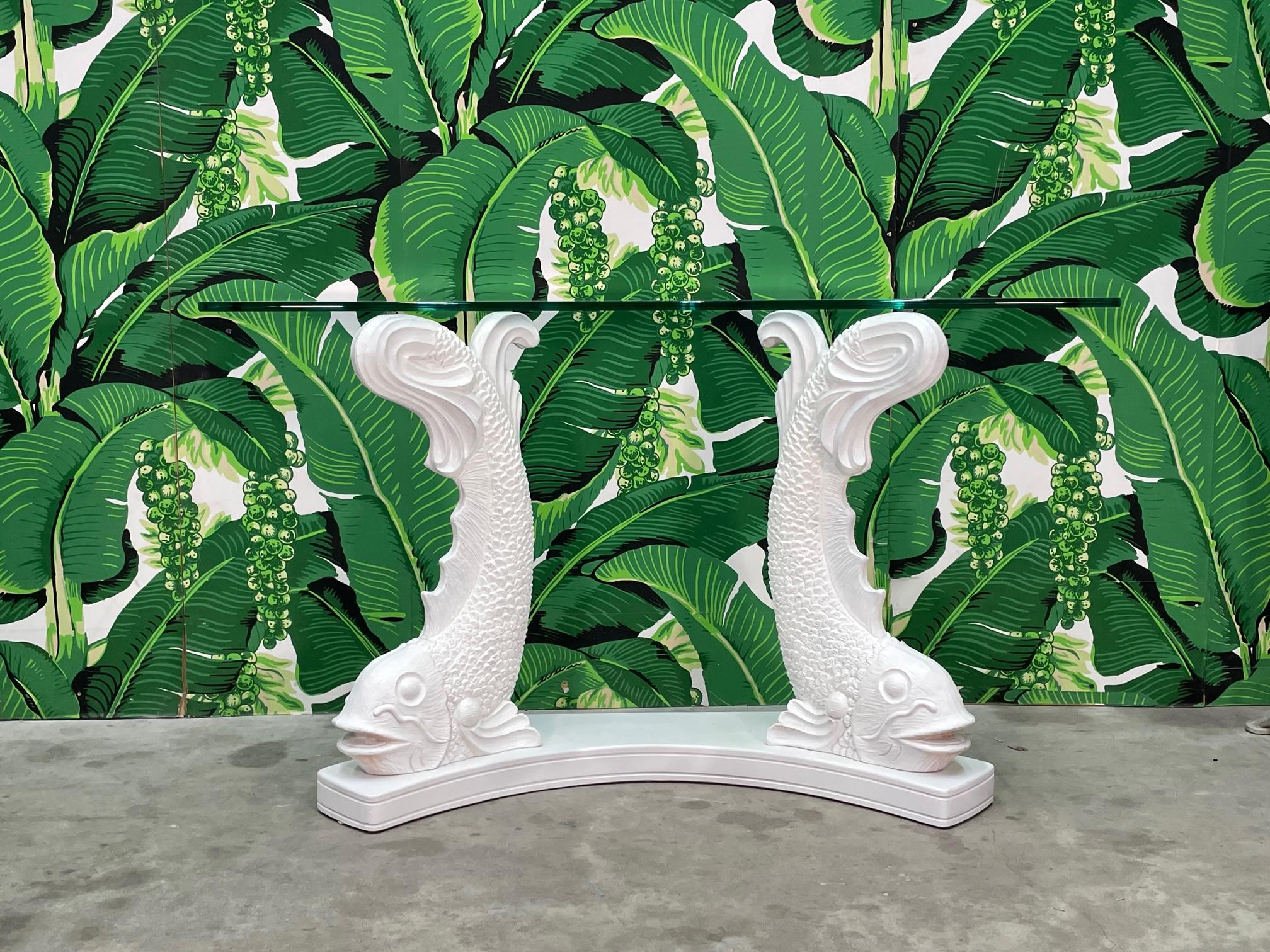 Japanese Koi Fish Sculptural Console Table For Sale at 1stDibs