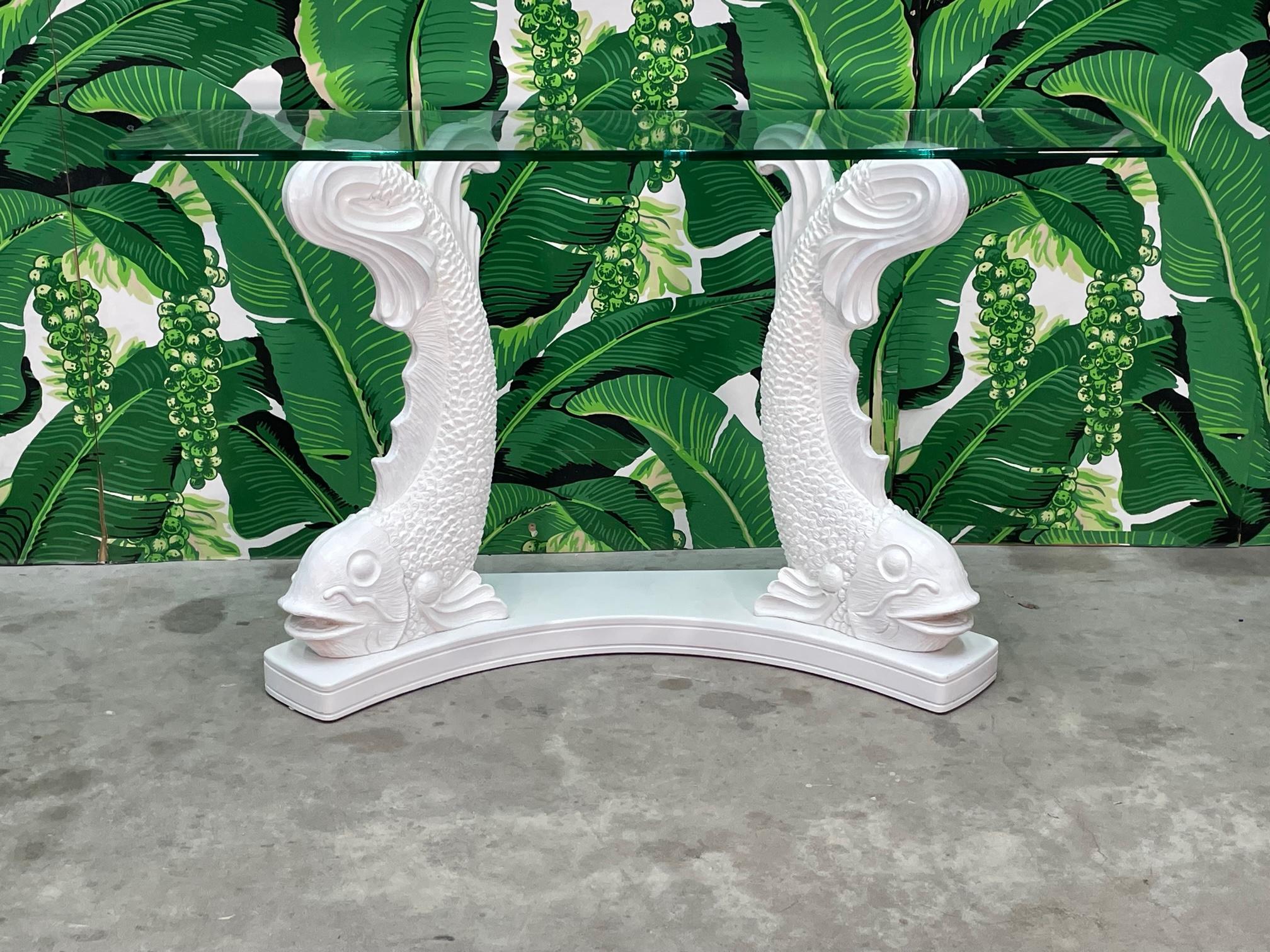Japanese Koi Fish Sculptural Console Table For Sale at 1stDibs