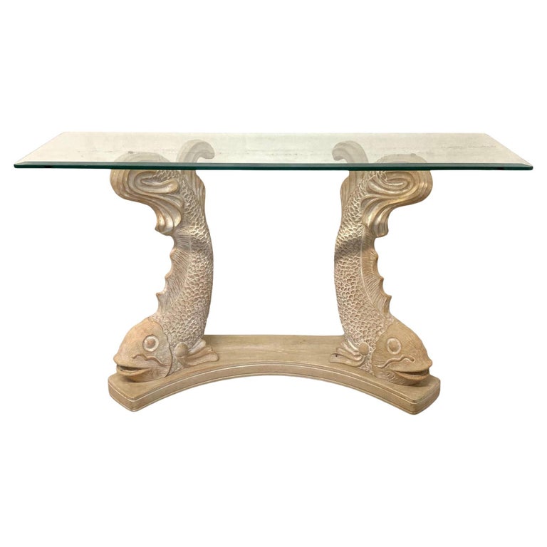 Japanese Koi Fish Sculptural Console Table For Sale at 1stDibs