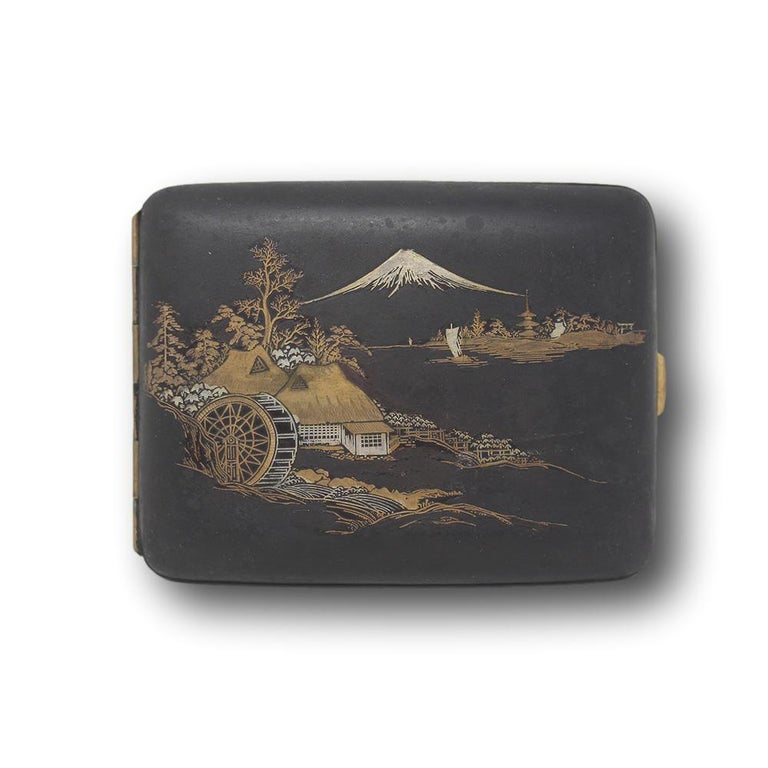 Japanese Komai Style Cigarette Case and Lighter Set Meiji Period For ...