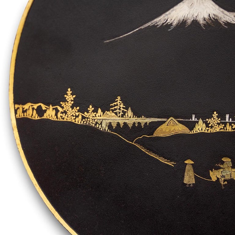 Japanese Komai Style Iron Damascene Dish by Abe Shoten For Sale at 1stDibs