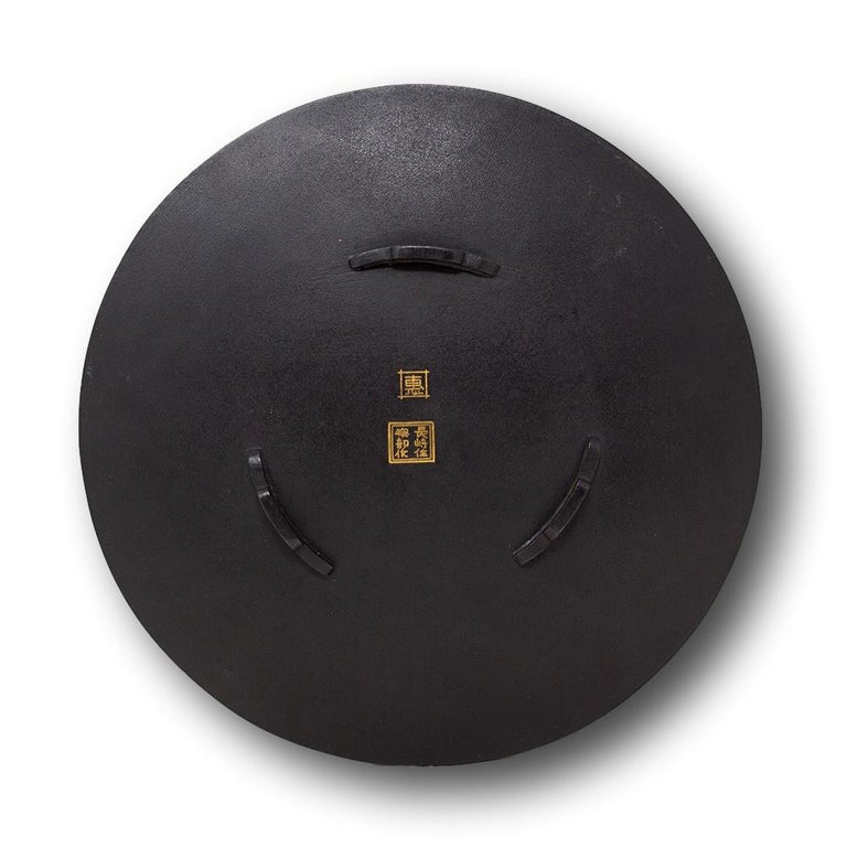 Japanese Komai Style Iron Damascene Dish by Abe Shoten For Sale at 1stDibs
