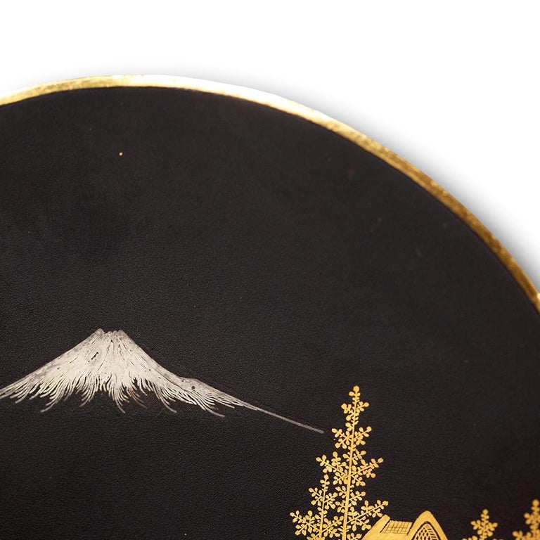Japanese Komai Style Iron Damascene Dish by Abe Shoten For Sale at 1stDibs