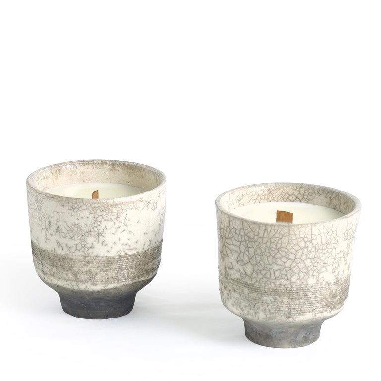 Japanese Komorebi Scented Candle Cup Black Base Raku Crackle For Sale ...