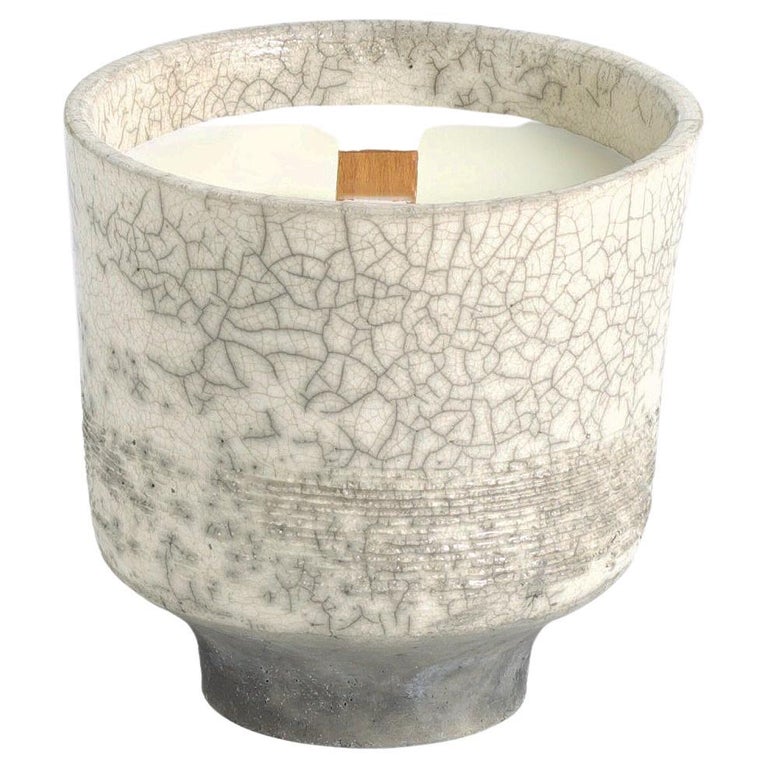 Japanese Komorebi Scented Candle Cup Black Base Raku Crackle For Sale ...