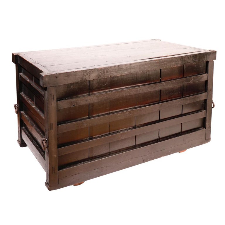 Japanese Kuruma Tansu Large Wheeled Storage Chest For Sale at 1stDibs