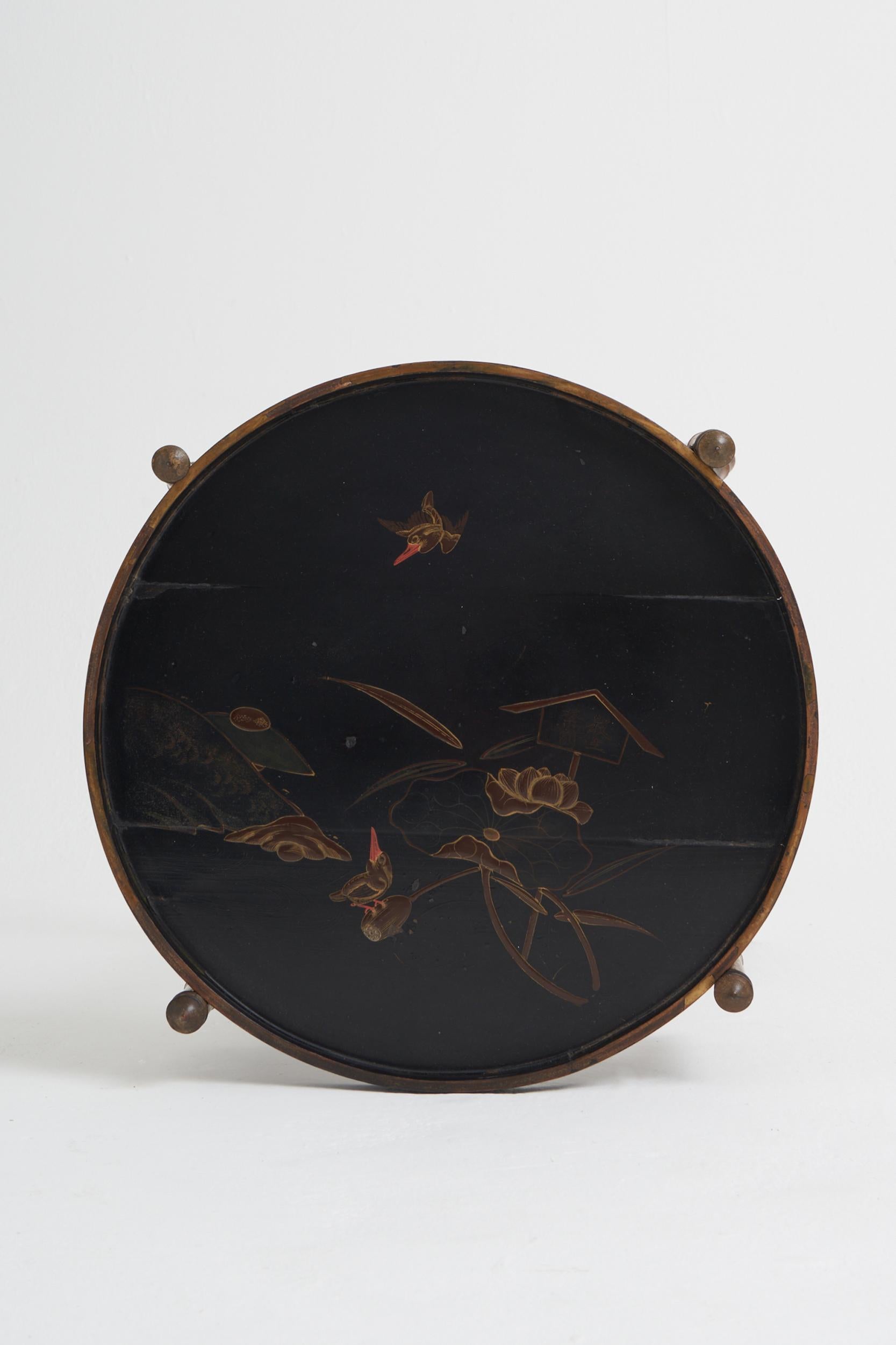 Japanese Lacquer and Bamboo Side Table at 1stDibs