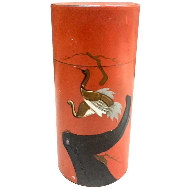 Japanese Lacquer Painted Tole Tea Container at 1stDibs