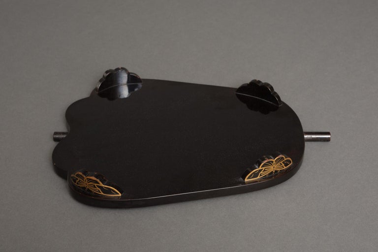 Japanese Lacquer Tray Shaped like a War Fan 軍配 'Gunbai' with a ...