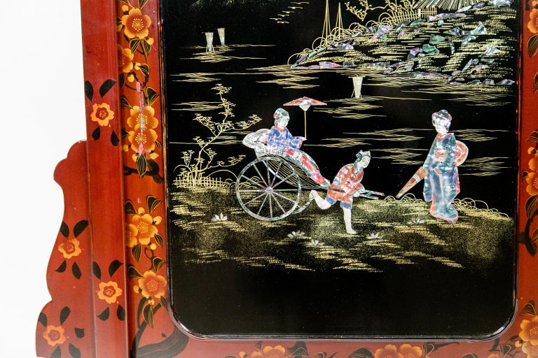 Japanese Lacquered Fire Screen at 1stDibs