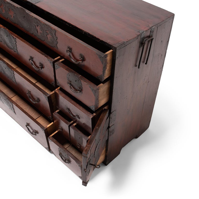Japanese Lacquered Sendai Tansu Chest, c. 1900 at 1stDibs