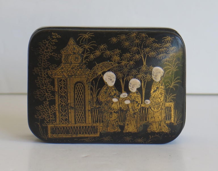 Japanese Laquered Box with Hinged Lid hand painted, 19th Century Meiji ...