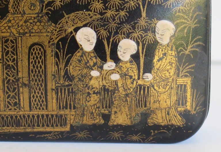 Japanese Laquered Box with Hinged Lid hand painted, 19th Century Meiji ...