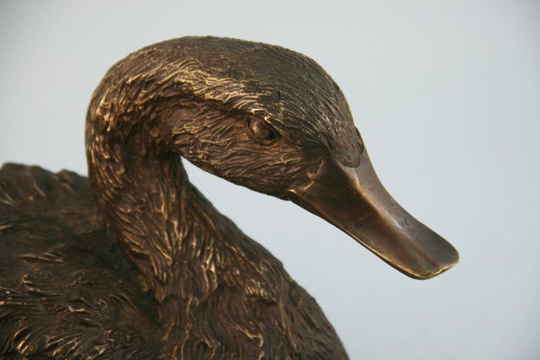 Japanese Large Cast Bronze Resting Duck Garden Sculpture For Sale at ...