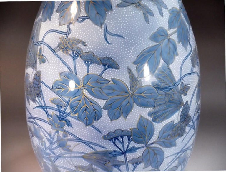 Japanese Large Blue Porcelain Vase by Master Artist For Sale at 1stDibs