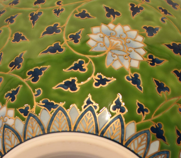 Japanese Large Green Contemporary Gilded Imari Porcelain Vase by Master ...