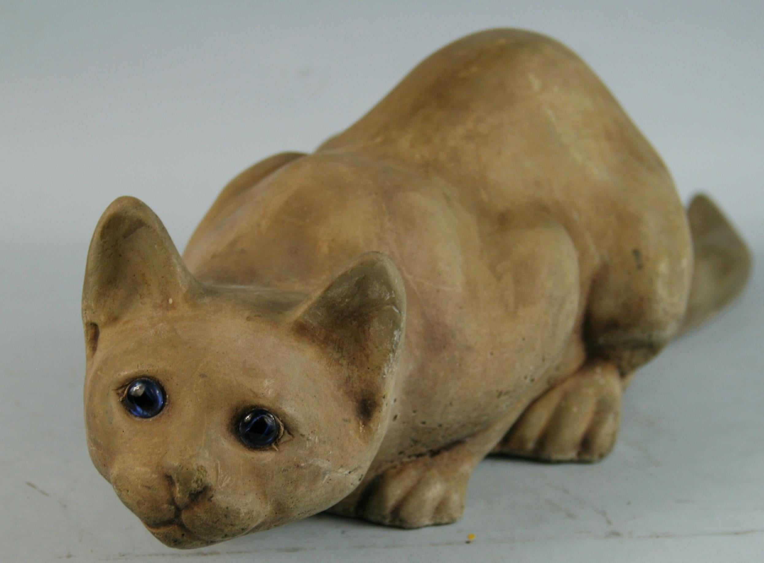 Japanese Large Stone Cat with Blue Glass Eyes For Sale at 1stDibs ...