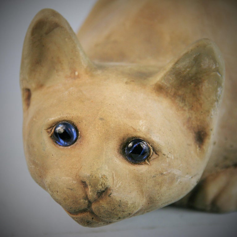 Japanese Large Stone Cat with Blue Glass Eyes For Sale at 1stDibs ...