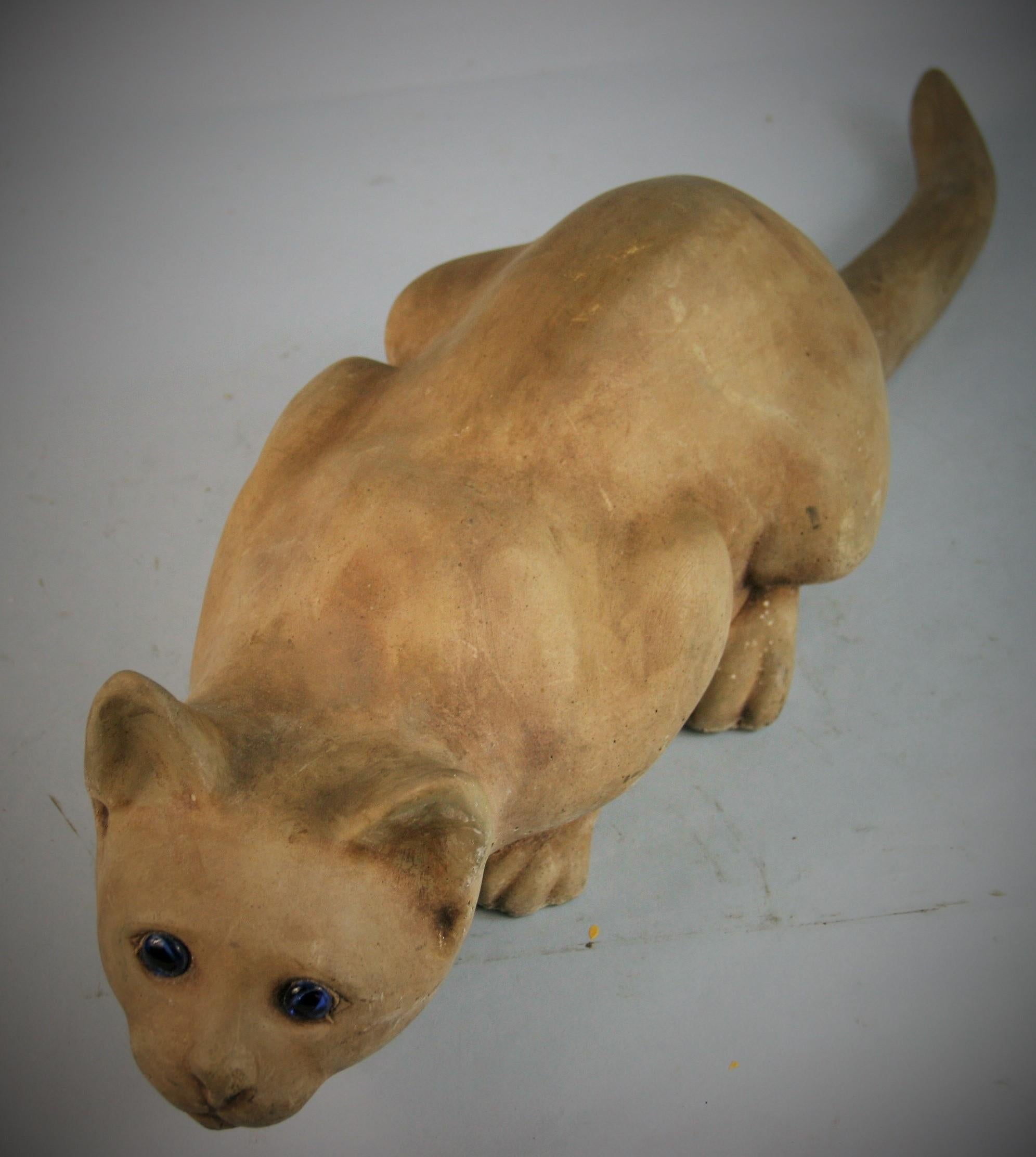 Japanese Large Stone Cat with Blue Glass Eyes For Sale at 1stDibs ...