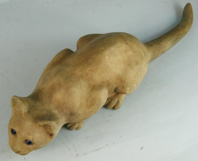 Japanese Large Stone Cat with Blue Glass Eyes For Sale at 1stDibs ...