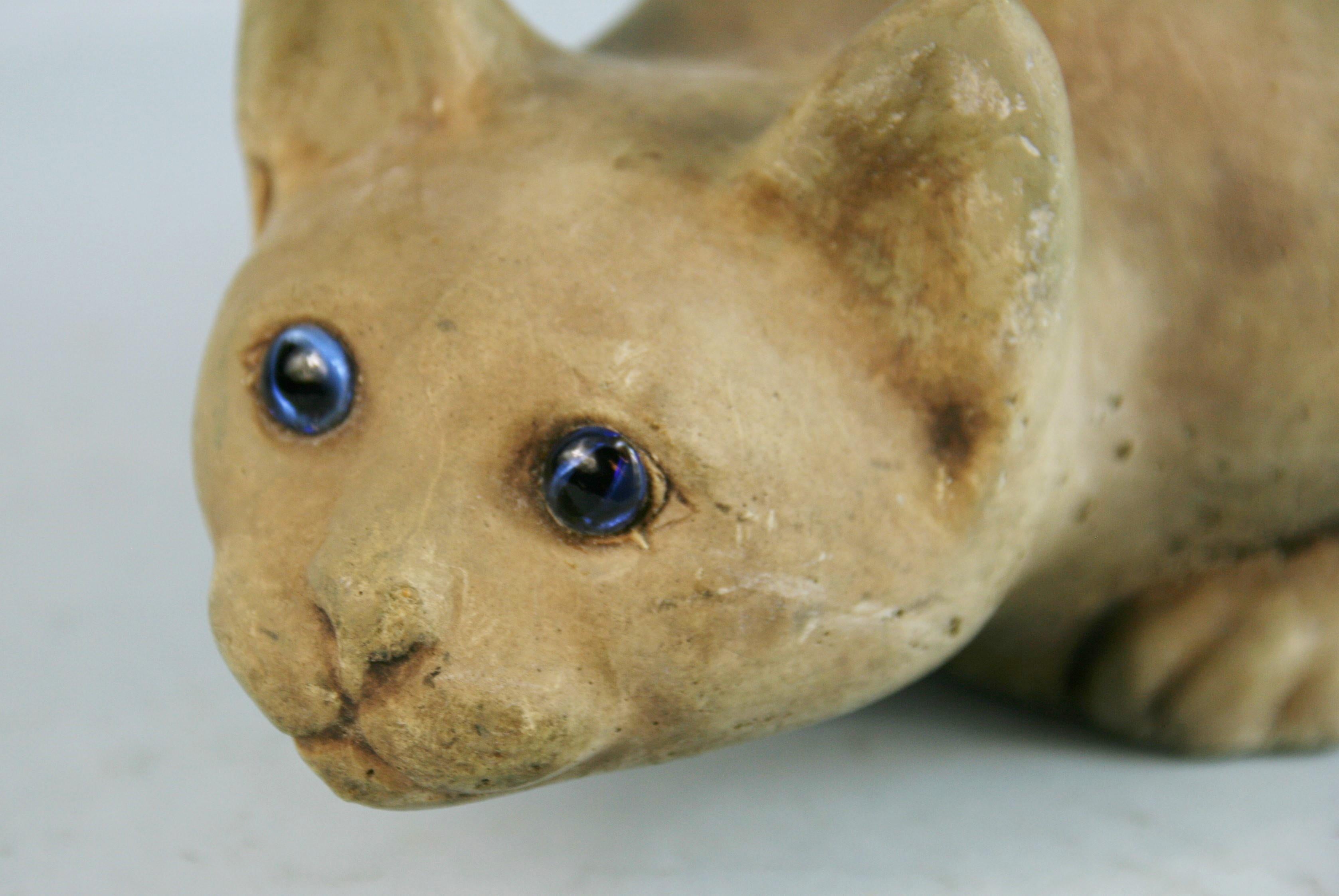 Japanese Large Stone Cat with Blue Glass Eyes For Sale at 1stDibs ...