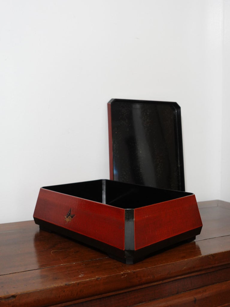 Japanese late Meiji period A Large Organizer Red Lacquered Box, Ric.052 ...