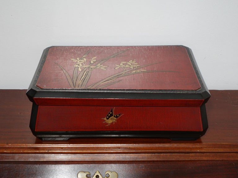 Japanese late Meiji period A Large Organizer Red Lacquered Box, Ric.052 ...