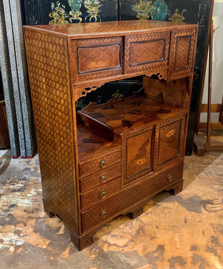 Japanese Marquetry Shadona Etagere Cabinet, Meiji Period, Japan For ...