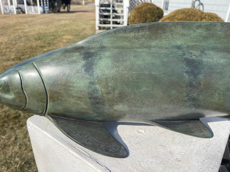 Japanese Massive Bronze Calming Trophy Koi Fish, Signed Ota Ryohei For ...