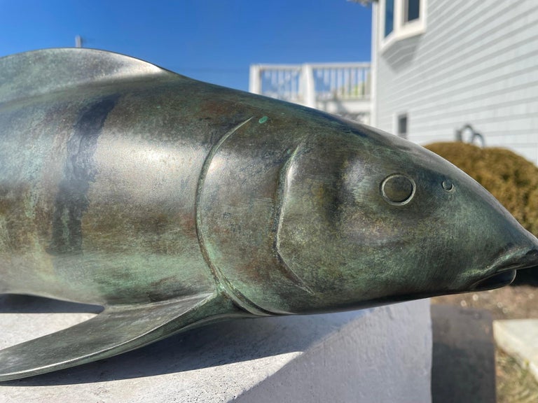 Japanese Massive Bronze Calming Trophy Koi Fish, Signed Ota Ryohei For ...