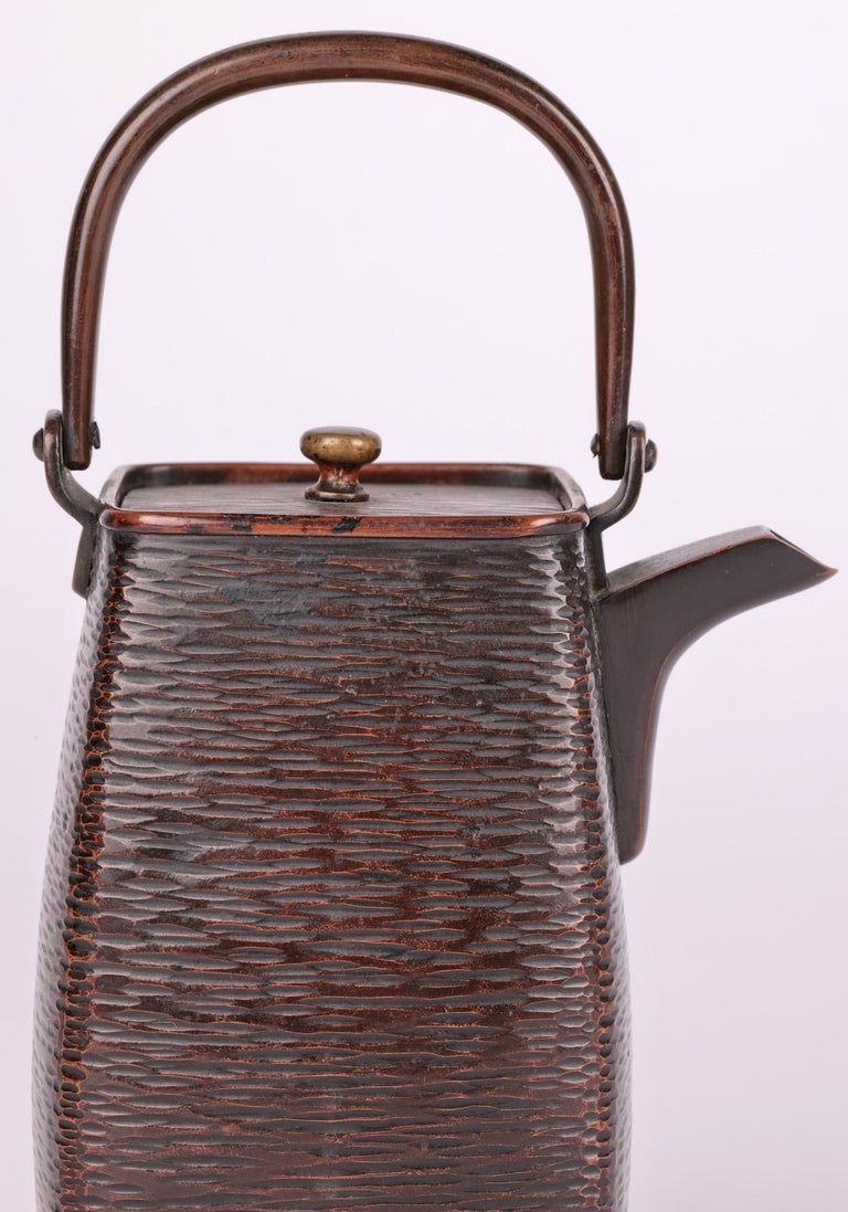 Japanese Meiji Bronze Basketweave Pattern Sake Pot For Sale at 1stDibs