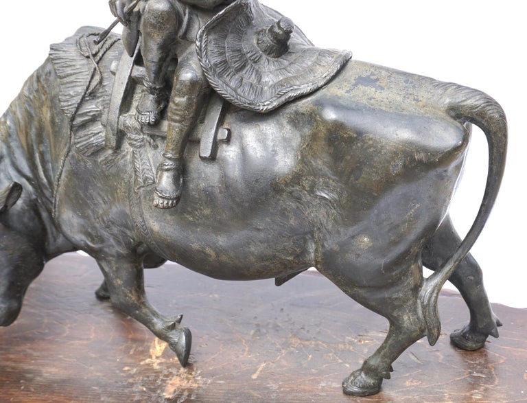 Japanese Meiji Bronze Ox and Samurai Genryusai Attributed For Sale at ...