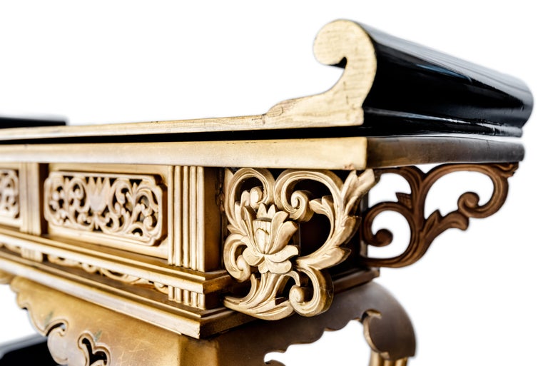 Meiji Style Japanese Altar Shrine, Butsudan, Gold and Black Lacquered ...