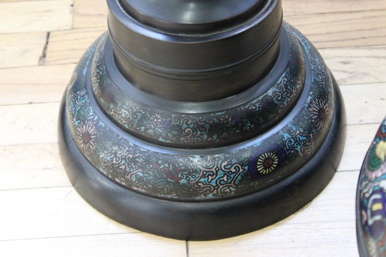 Japanese Meiji Champlevé Enamel Bronze Planter Stand For Sale at ...