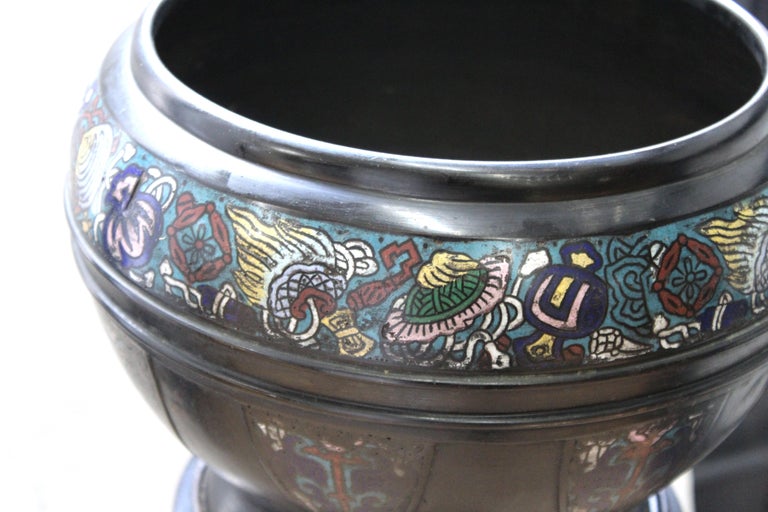 Japanese Meiji Champlevé Enamel Bronze Planter Stand For Sale at ...