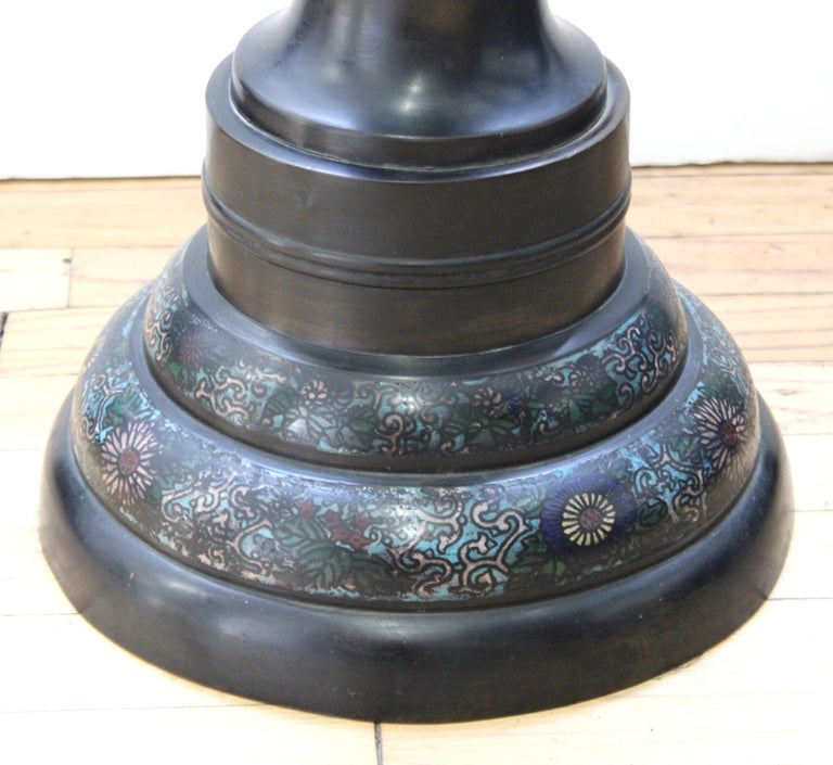 Japanese Meiji Champlevé Enamel Bronze Planter Stand For Sale at ...