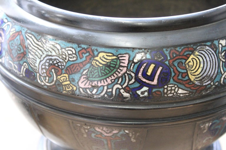 Japanese Meiji Champlevé Enamel Bronze Planter Stand For Sale at ...