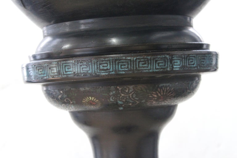 Japanese Meiji Champlevé Enamel Bronze Planter Stand For Sale at ...