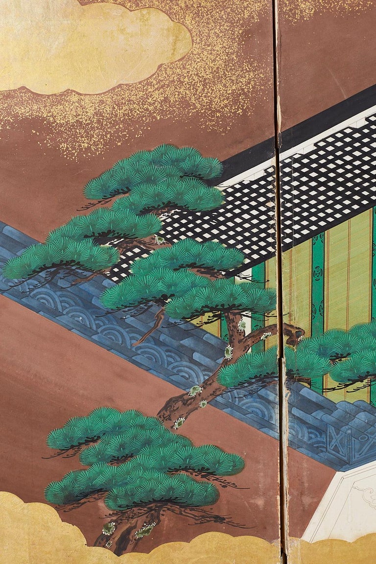 Japanese Meiji Eight-Panel Tale of Genji Screen at 1stDibs