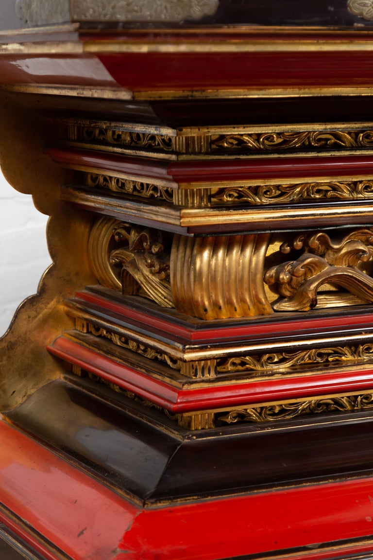 Japanese Meiji Lacquered Altar Shrine Table Base with Gold, Red and ...