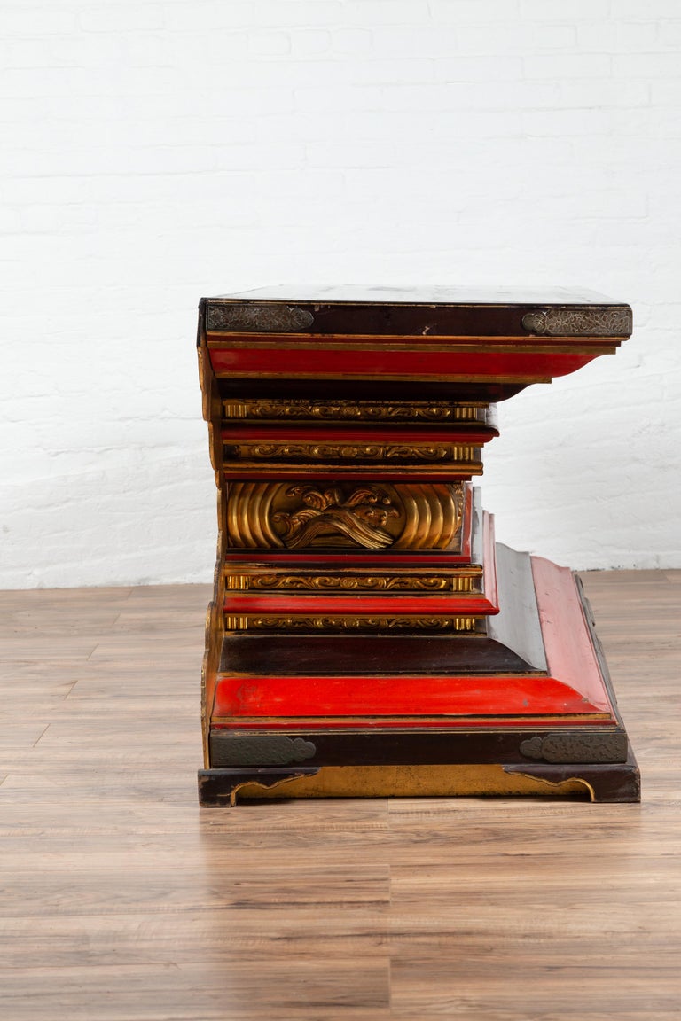 Japanese Meiji Lacquered Altar Shrine Table Base with Gold, Red and ...