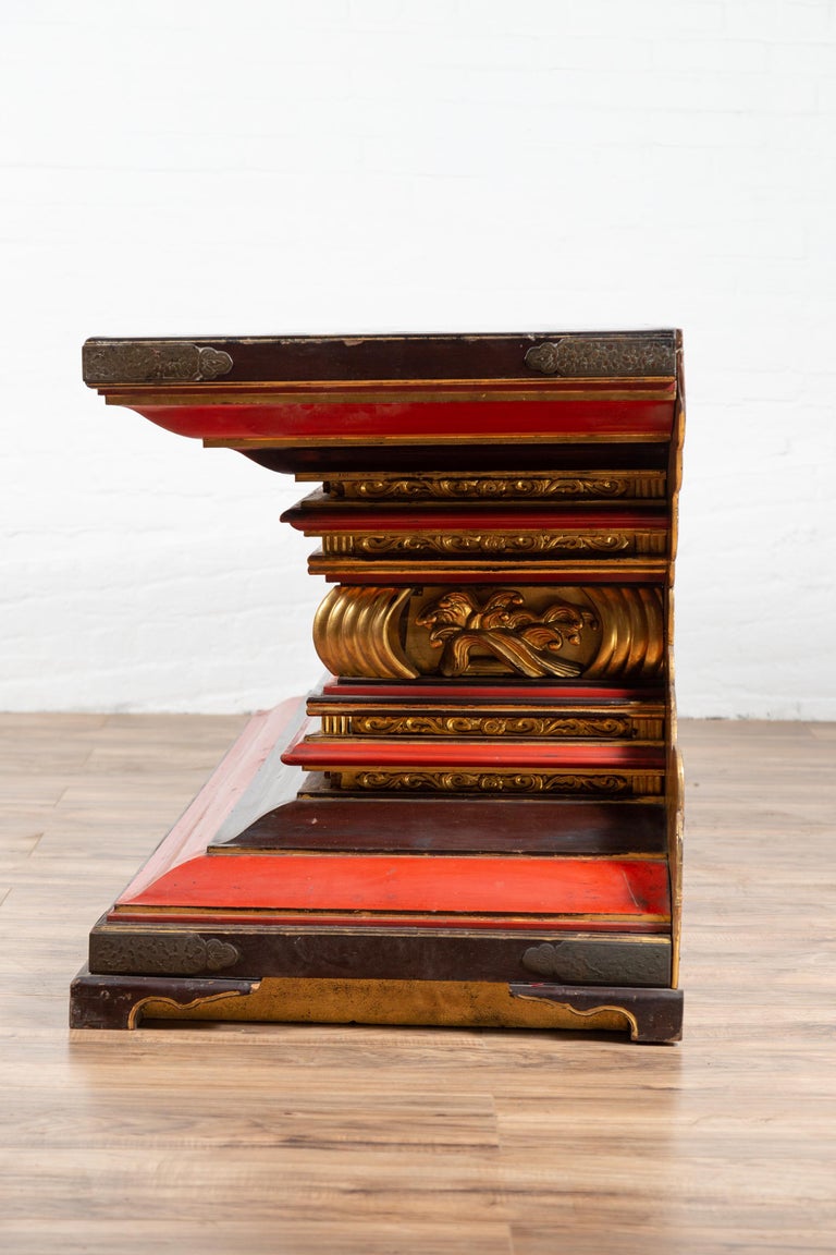 Japanese Meiji Lacquered Altar Shrine Table Base with Gold, Red and ...