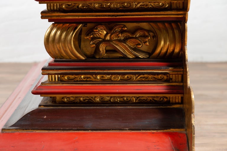 Japanese Meiji Lacquered Altar Shrine Table Base with Gold, Red and ...