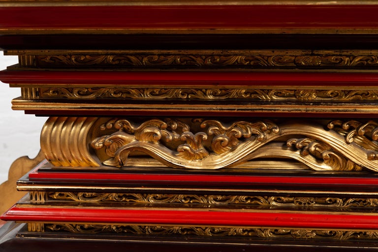 Japanese Meiji Lacquered Altar Shrine Table Base with Gold, Red and ...
